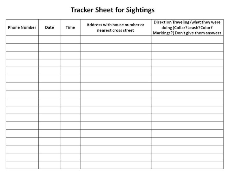 19 - Lost Dog Sightings Form - Potter League For Animals
